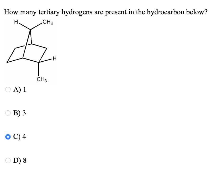 Solved How many tertiary hydrogens are present in the | Chegg.com