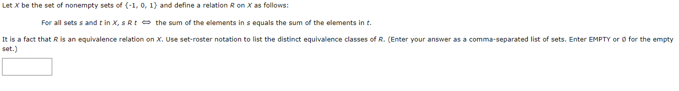 Solved Let x ﻿be the set of nonempty sets of {-1,0,1} ﻿and | Chegg.com