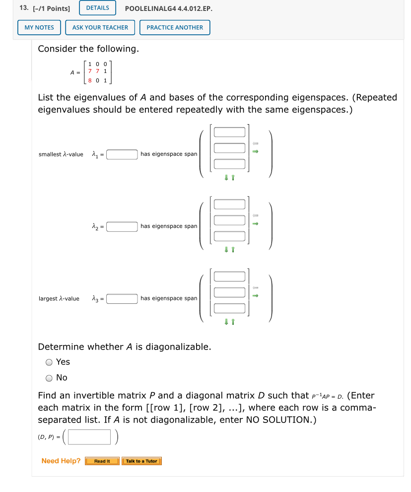 Solved 13. [-/1 Points] DETAILS POOLELINALG4 4.4.012.EP. MY | Chegg.com