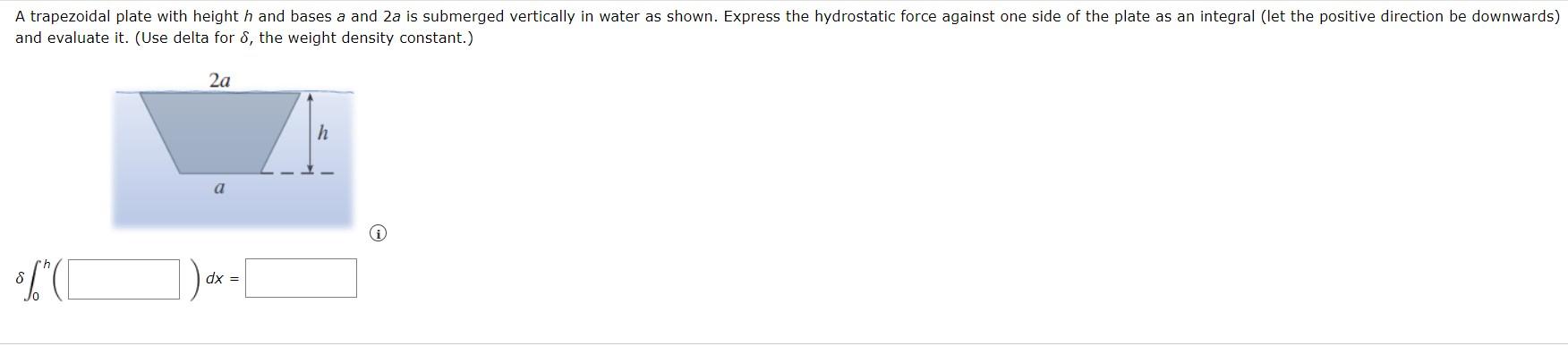Solved A trapezoidal plate with heighth and bases a and 2a | Chegg.com