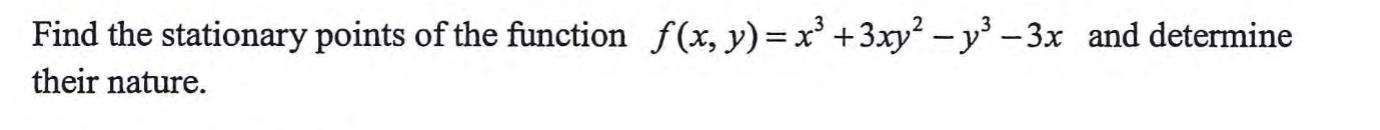 Solved Find the stationary points of the function | Chegg.com