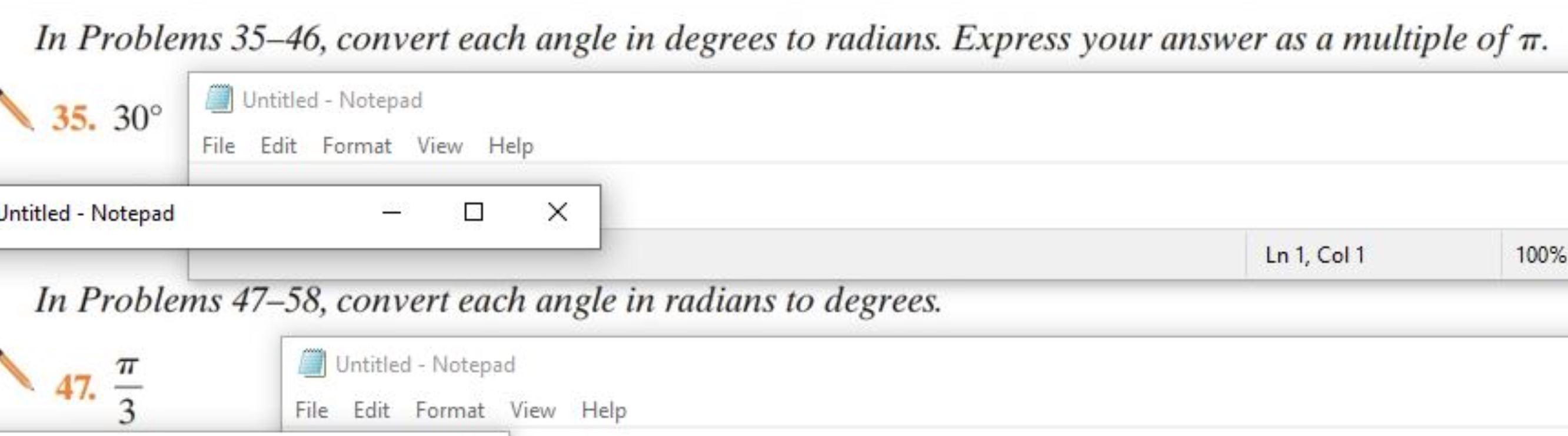 Solved In Problems 35–46, convert each angle in degrees to | Chegg.com