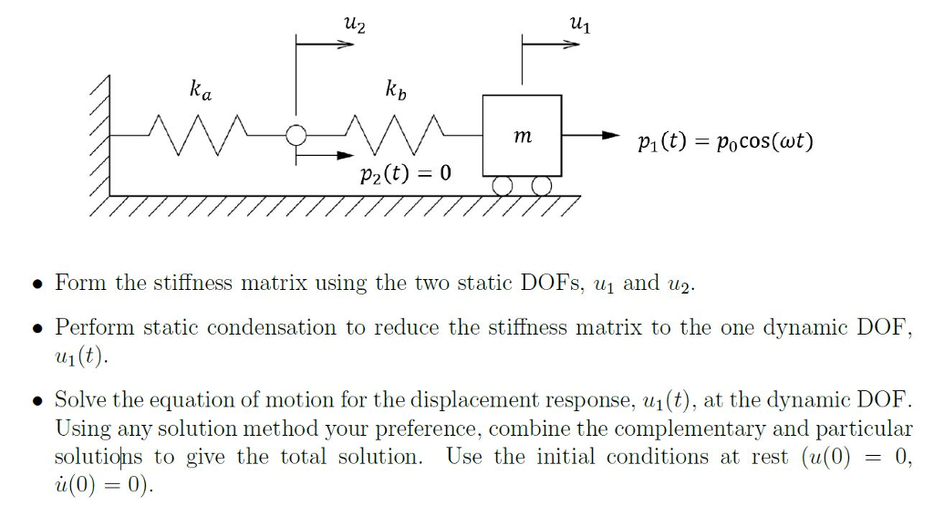 2 u1 ka p1(t) pocos(wt) . Form the stiffness matrix | Chegg.com