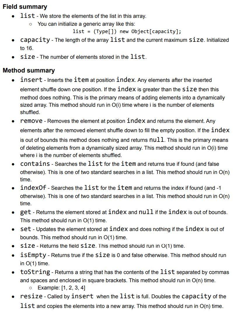 Solved TCSS 342 - Data Structures Assignment 1 - Lists Time | Chegg.com