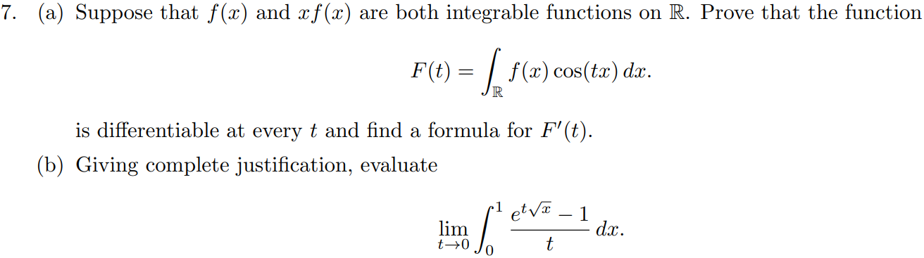 Solved (a) Suppose that f(x) and xf(x) are both integrable | Chegg.com