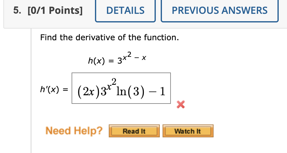 Solved Find the derivative of the function. | Chegg.com