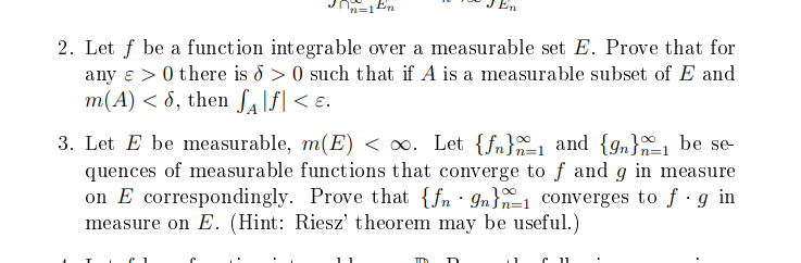 Solved 2 Let F Be A Function Integrable Over A Measurable