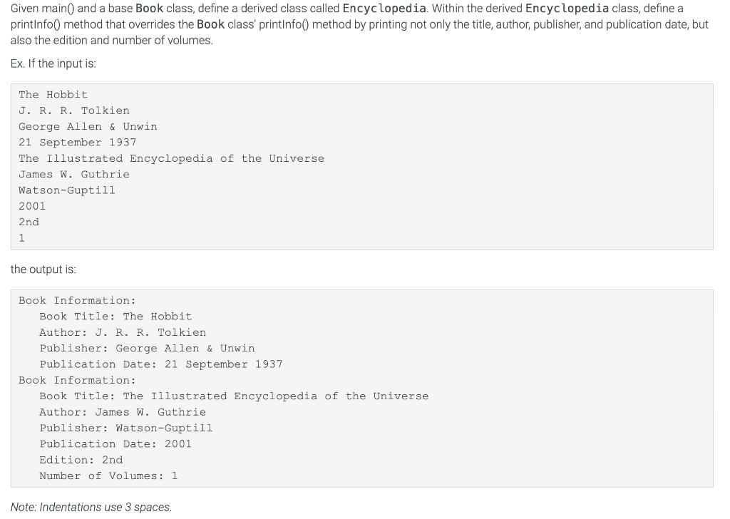 Solved JAVA 10.17 LAB: Book information (overriding member | Chegg.com