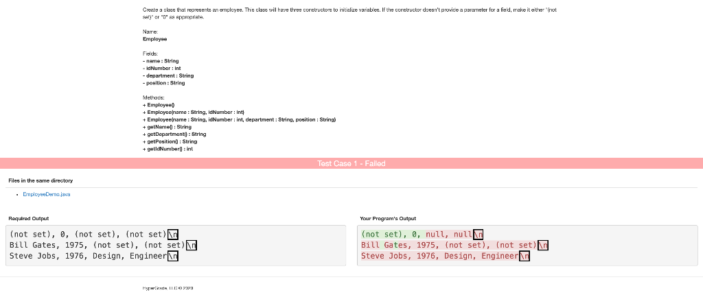 Solved Create a class that represents an employee. This | Chegg.com