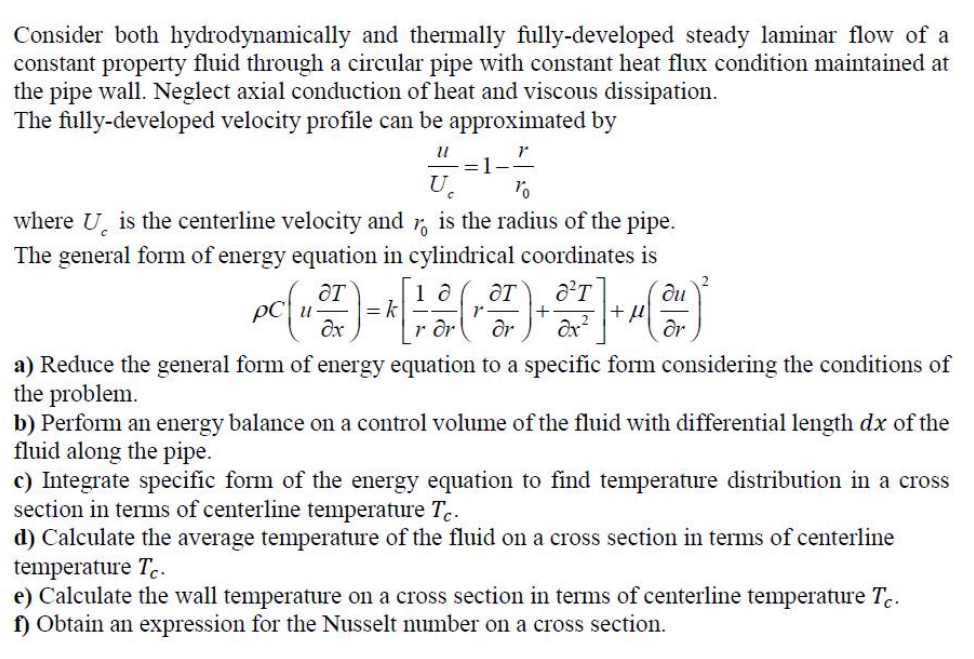 Solved Consider both hydrodynamically and thermally | Chegg.com