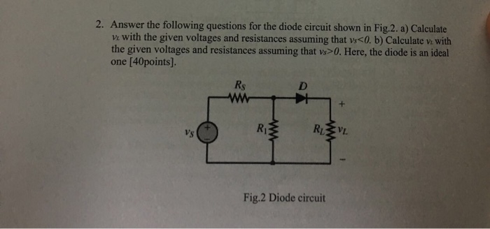 Solved Answer the following questions for the diode circuit | Chegg.com