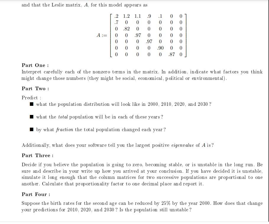 Solved This project is about population modeling and how | Chegg.com
