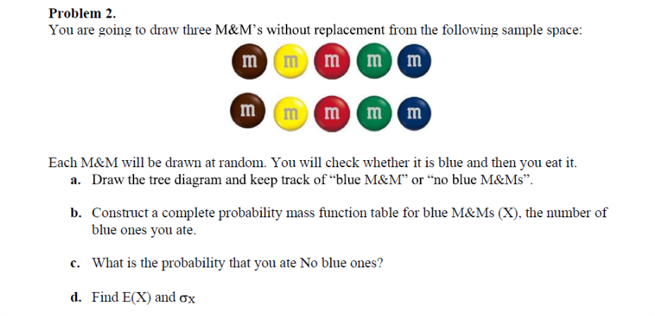 Solved Problem 2. You are going to draw three M&M's without | Chegg.com