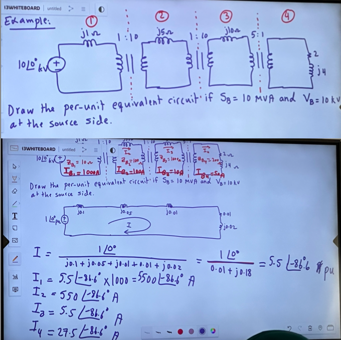 Solved Example:Draw the per-unit equivalent circuit if | Chegg.com