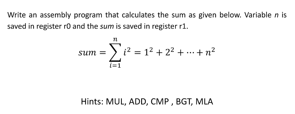Solved Write An Assembly Program That Calculates The Sum As 2889
