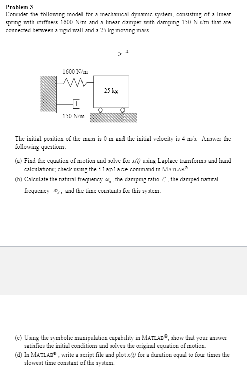 Solved Problem 3 Consider the following model for a | Chegg.com