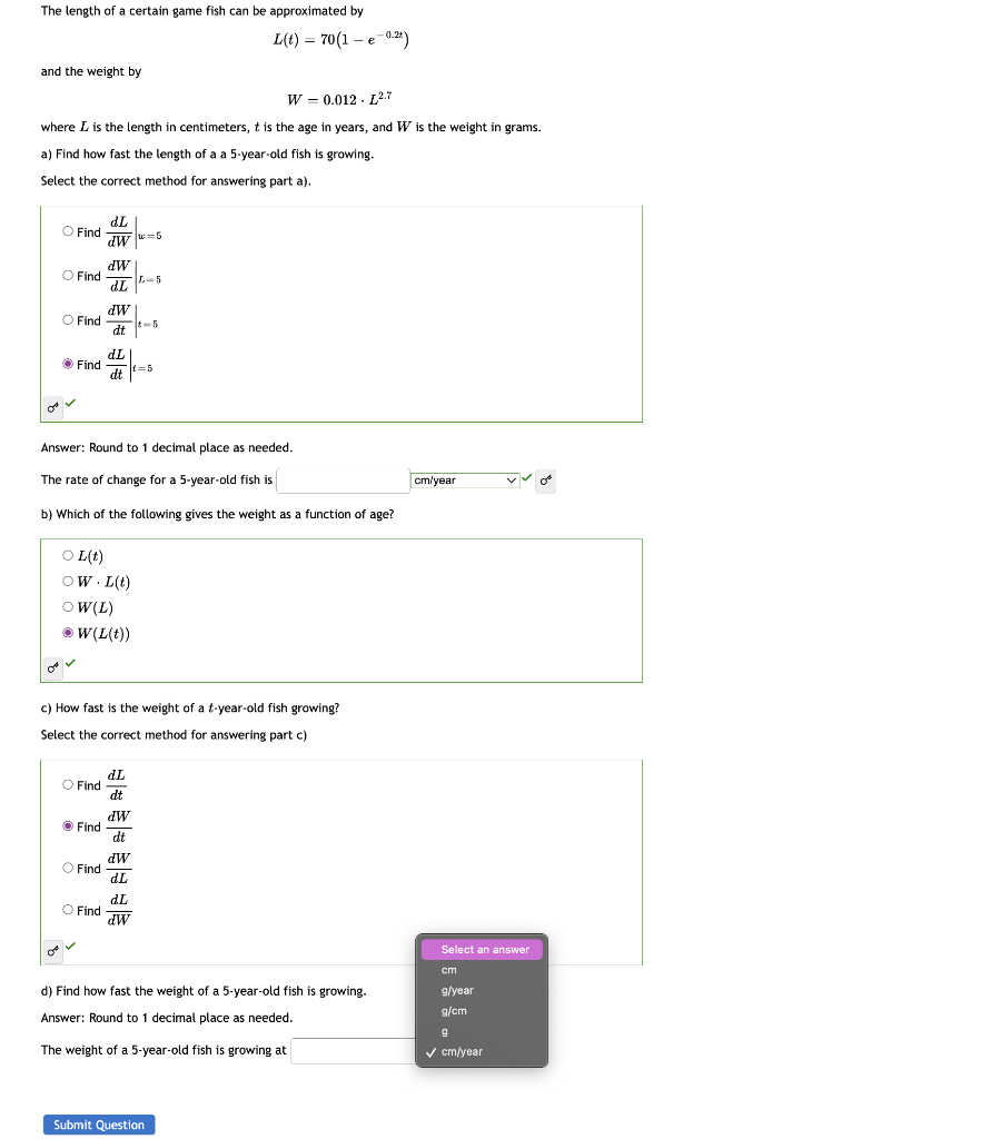 Solved The length of a certain game fish can be approximated | Chegg.com