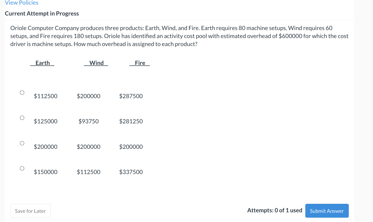 Solved View Policies Current Attempt in Progress Oriole | Chegg.com