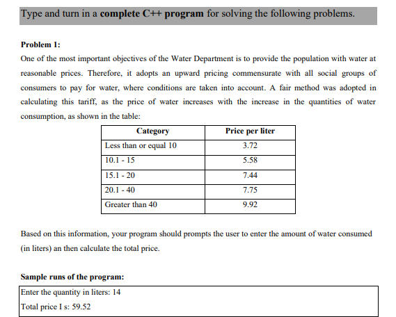 Solved Type and turn in a complete C++ program for solving | Chegg.com