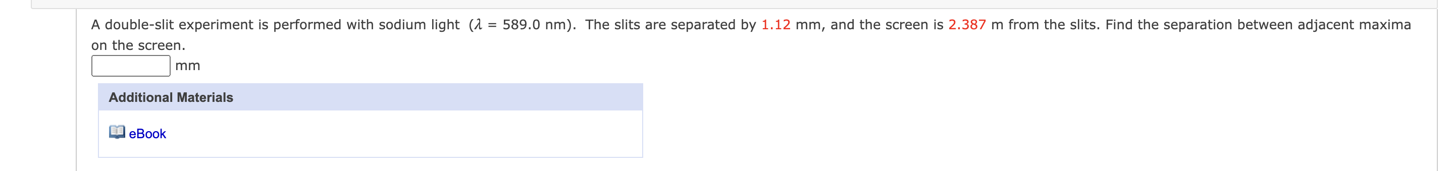 Solved on the screen. mm Additional Materials eBook | Chegg.com