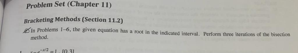 Solved Problem Set (Chapter 11) Bracketing Methods (Section | Chegg.com