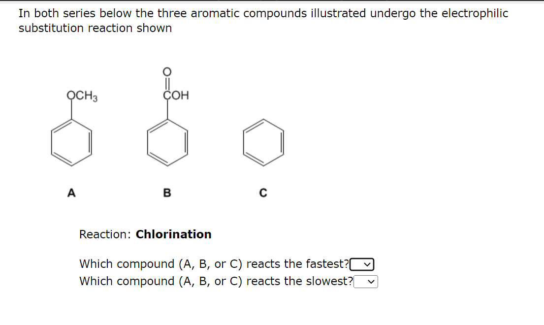 Solved In both series below the three aromatic compounds | Chegg.com