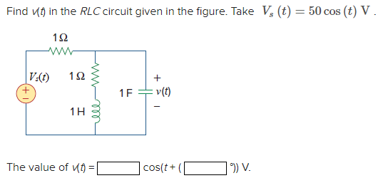 Solved Find v(t) in the RLC circuit given in the figure. | Chegg.com