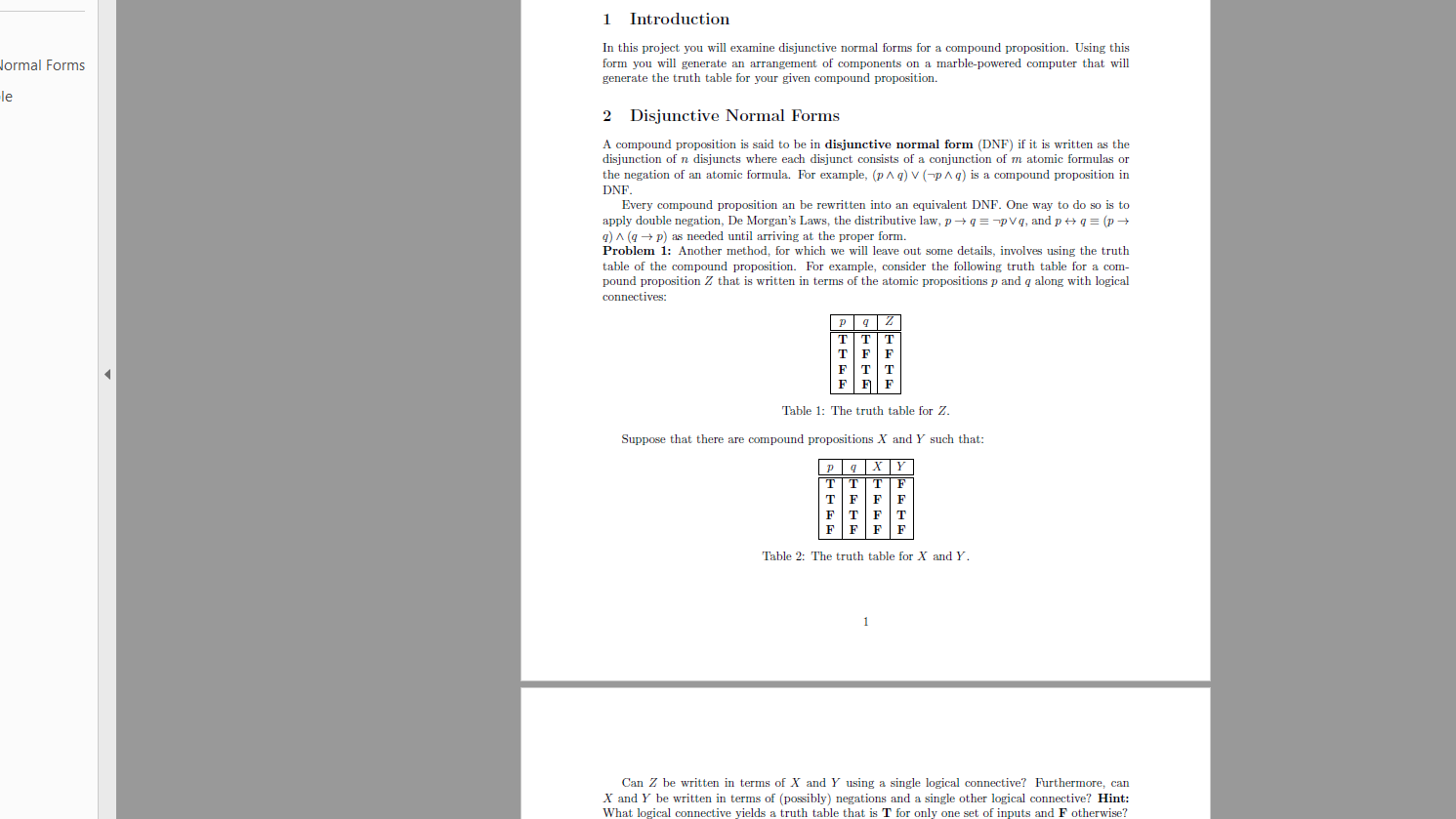 Solved 1 Introduction Normal Forms In this project you will | Chegg.com