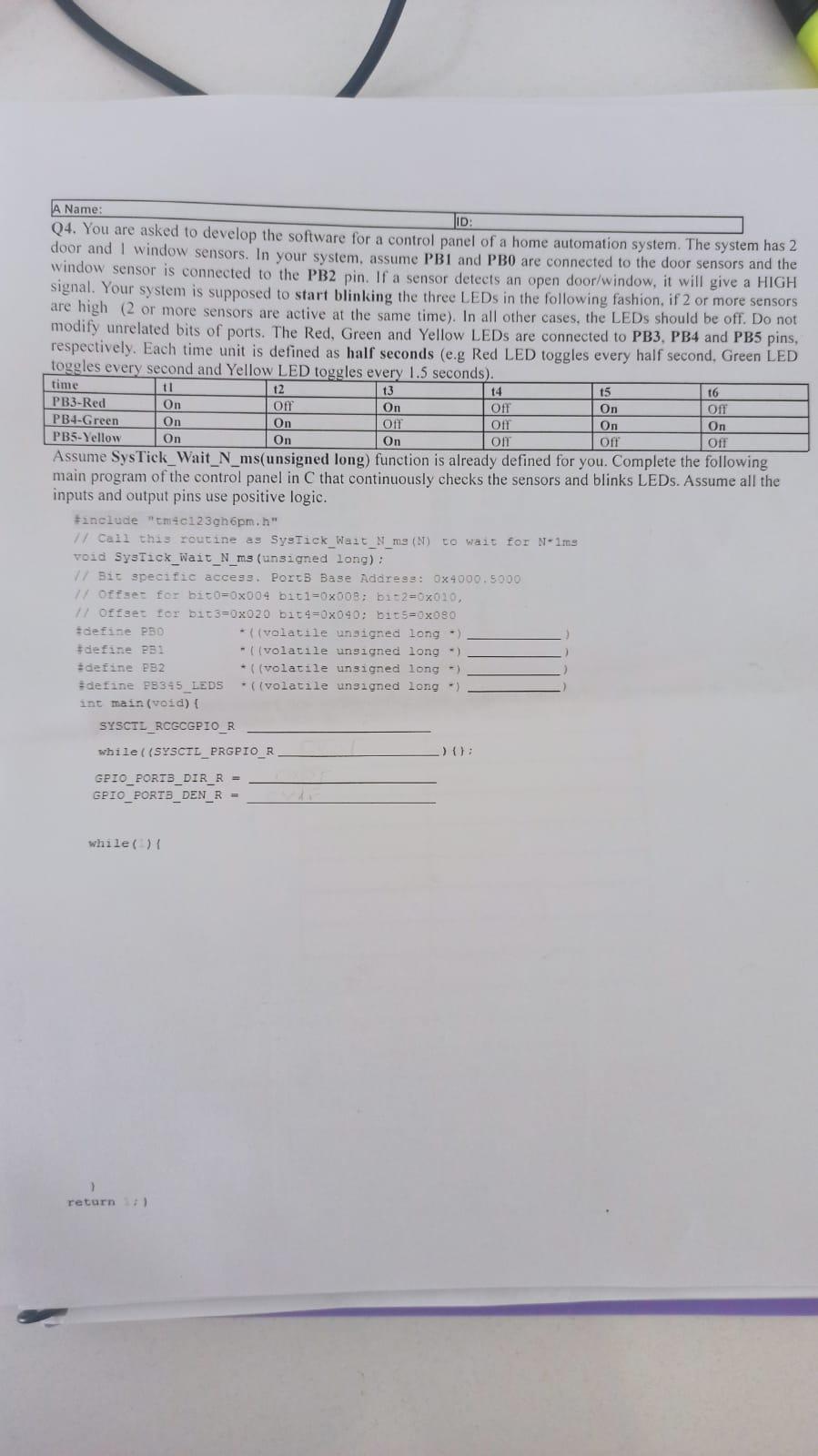 Solved A Name: ID: a Q4. You are asked to develop the | Chegg.com