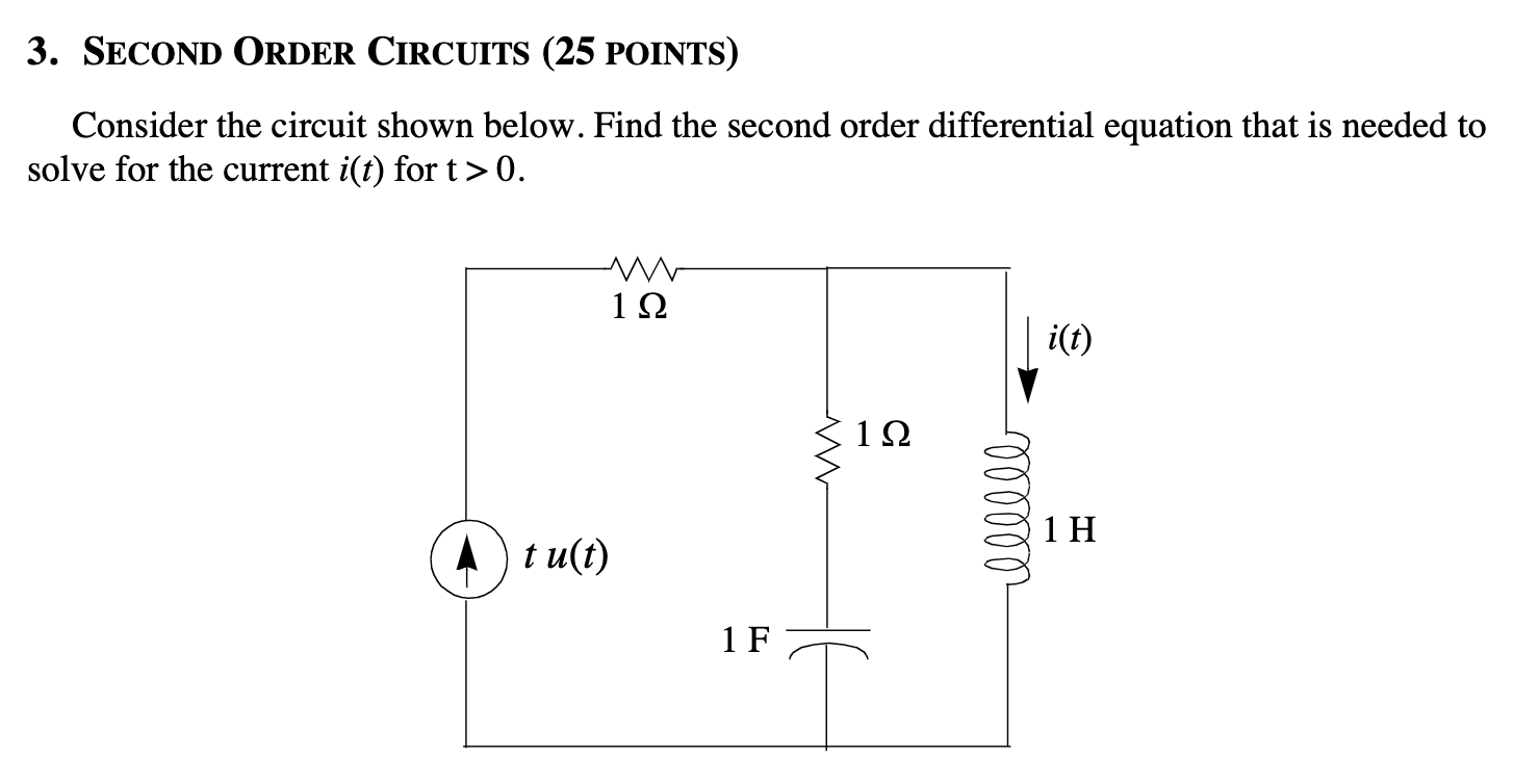 Solved 3. SECOND ORDER CIRCUITS (25 POINTS) Consider the | Chegg.com