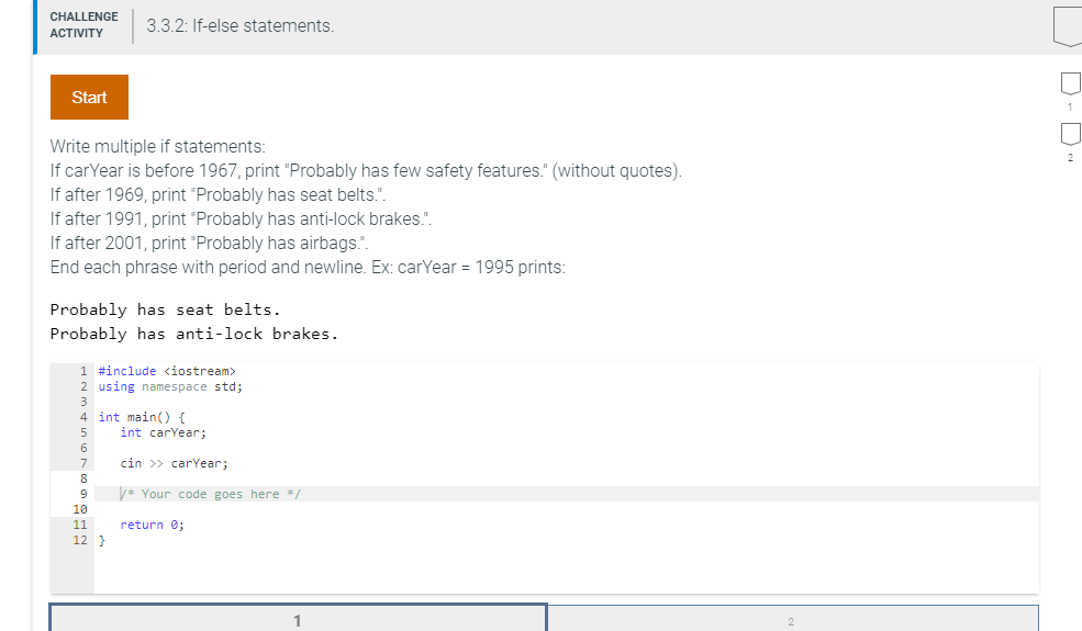 Solved CHALLENGE ACTIVITY 3.3.2: If-else statements. DD-D- | Chegg.com