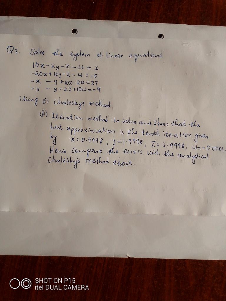 Solved Q3. Solve the system of linear equations | Chegg.com