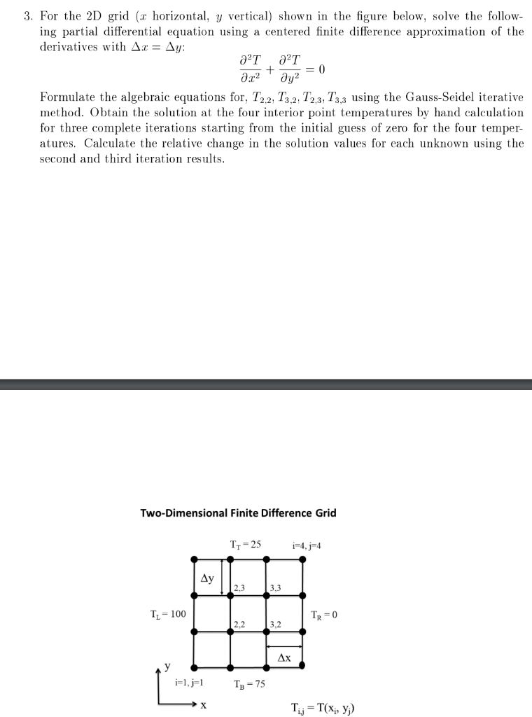 Solved + =0 3. For the 2D grid (a horizontal, y vertical) | Chegg.com