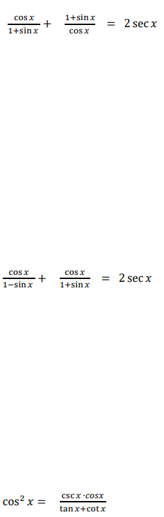 Solved 1+sinxcosx+cosx1+sinx=2secx | Chegg.com