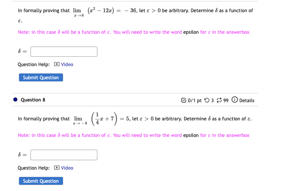 Solved In formally proving that lim (x² - 12x) = -36, let > | Chegg.com