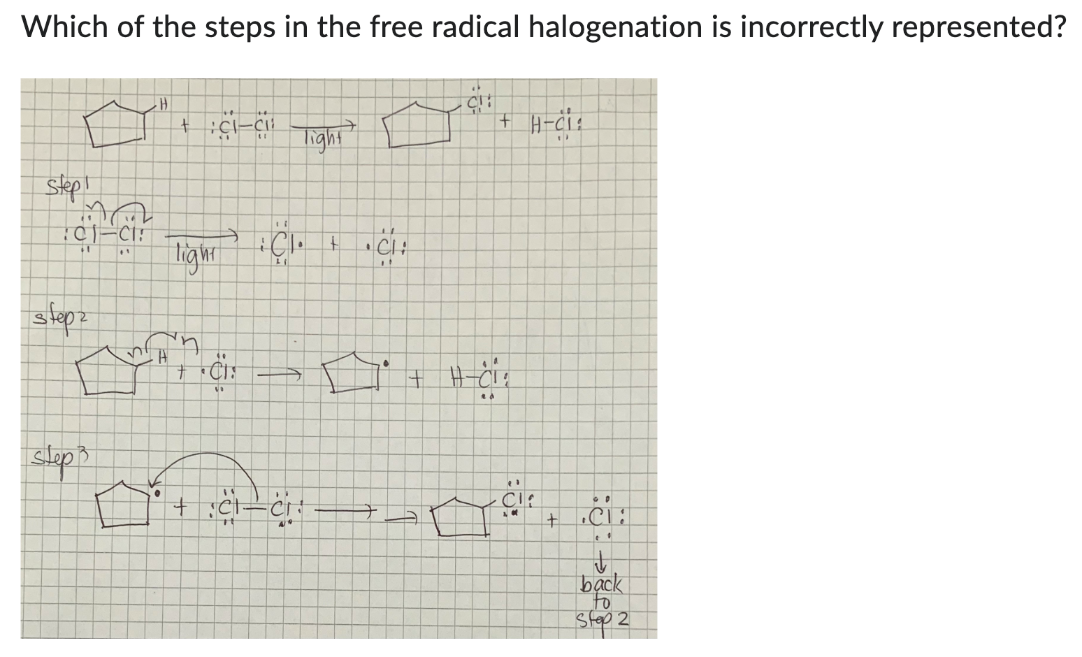 Solved Which of the steps in the free radical halogenation | Chegg.com