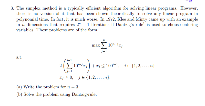Solved 3. The simplex method is a typically efficient | Chegg.com