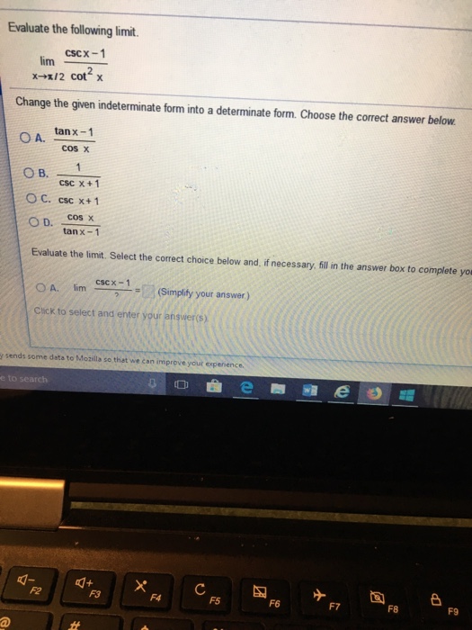 Solved Evaluate the following limit. cscx-1 im Change the | Chegg.com