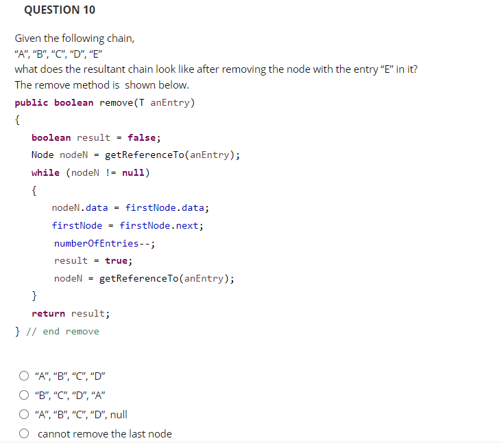 Solved QUESTION 8 If an array bag contains the entries "A", | Chegg.com