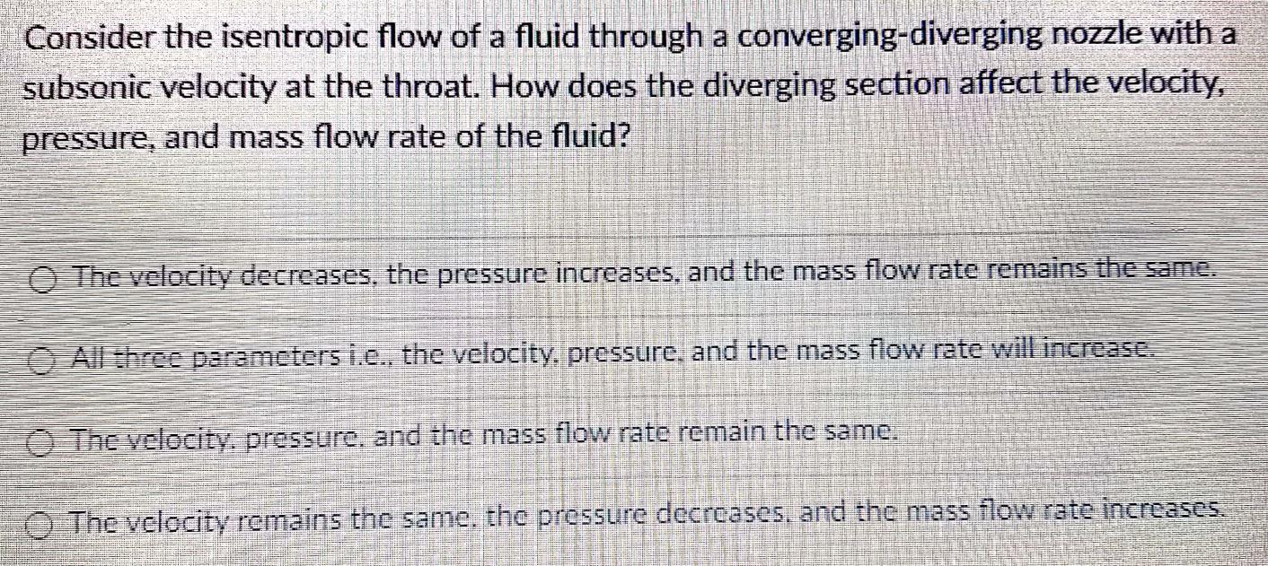 Solved Consider the isentropic flow of a fluid through a | Chegg.com