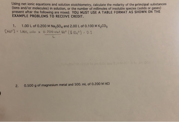 Solved Using net ionic equations and solution stoichiometry, | Chegg.com
