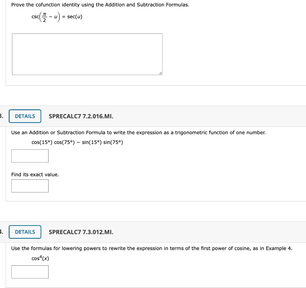 Solved Prove the cofunction identity using the Addition and | Chegg.com
