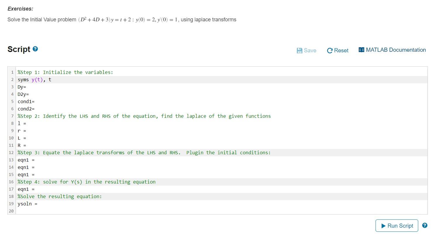 Solved Differential Equations by Laplace transforms My | Chegg.com