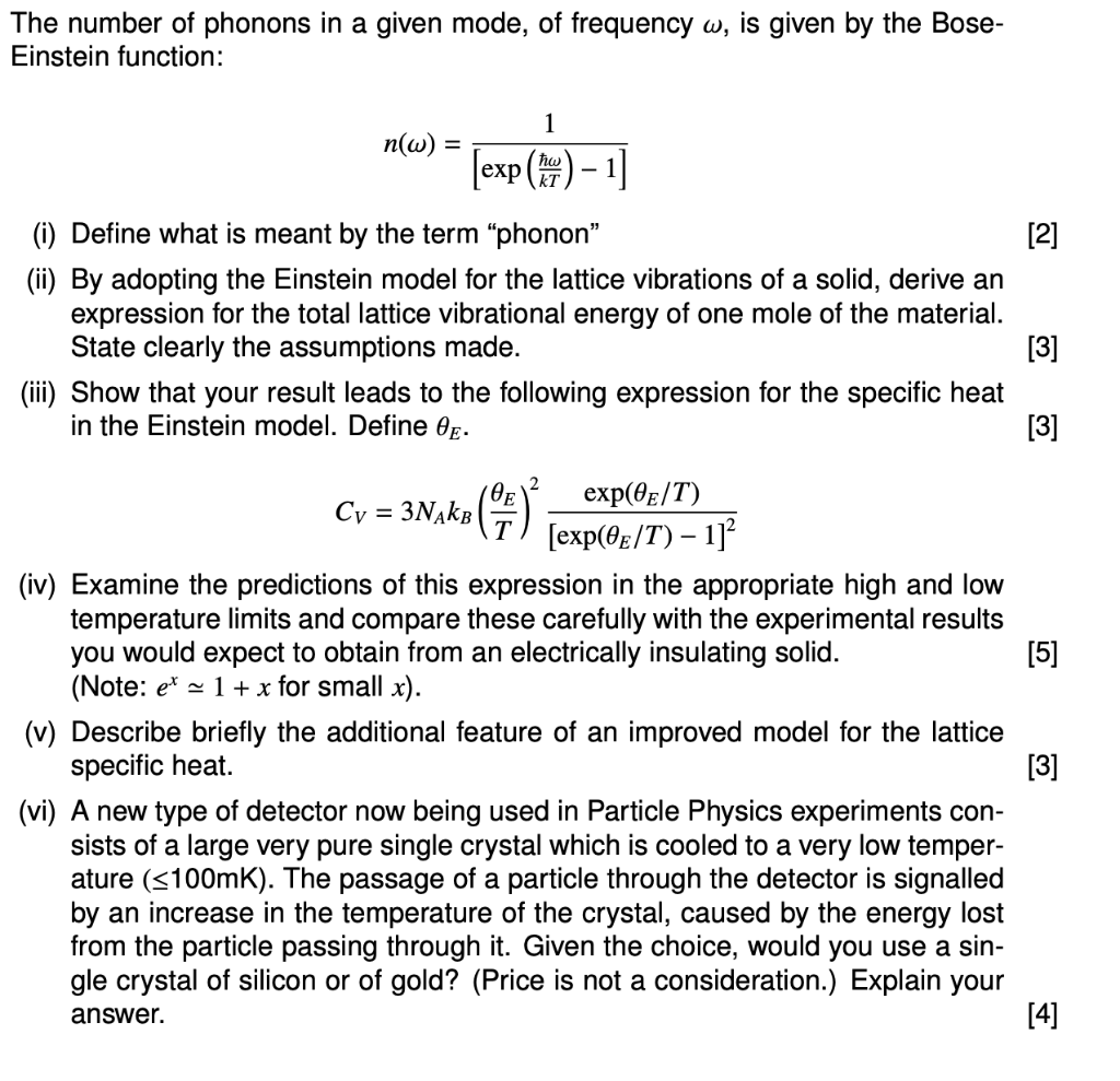 Solved The number of phonons in a given mode, of frequency | Chegg.com