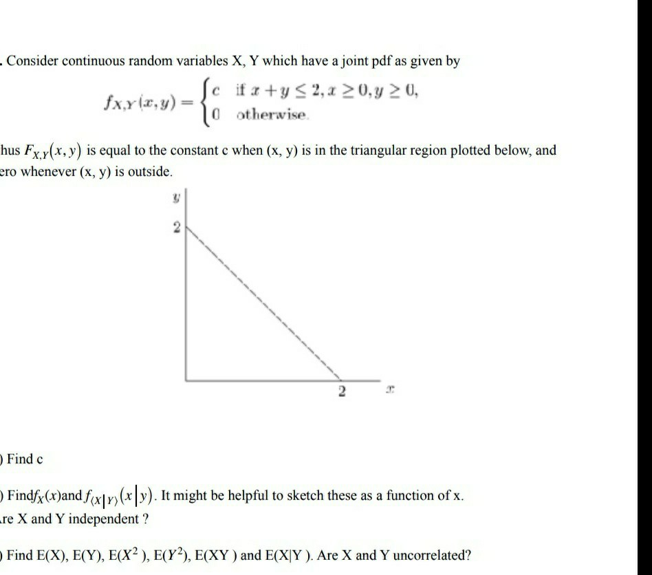 Solved - Consider continuous random variables X, Y which | Chegg.com