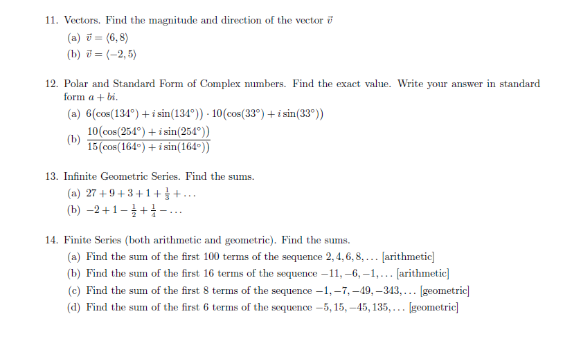 Solved Vectors. Find the magnitude and direction of the | Chegg.com