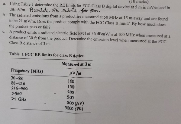 (10 ks) a. Using Table I determine the RE limits for | Chegg.com