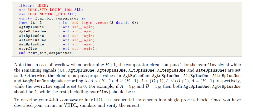 Solved Implement a 4-bit comparator circuit that takes two | Chegg.com