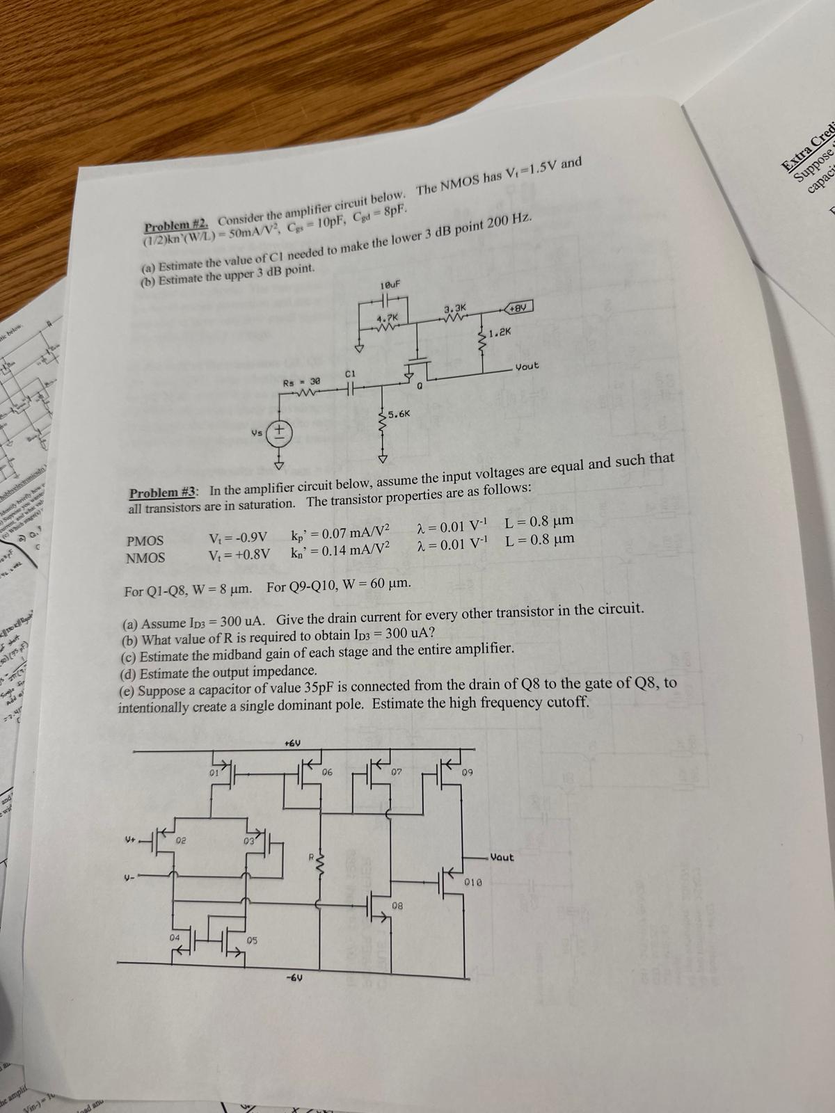 Solved Problem #2. ﻿Consider the amplifier circuit below. | Chegg.com
