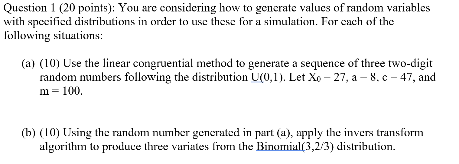 Solved Question 1 (20 points): You are considering how to | Chegg.com